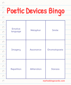 Poetic Devices Bingo
