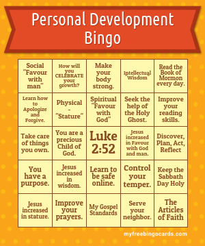 Personal Development Bingo