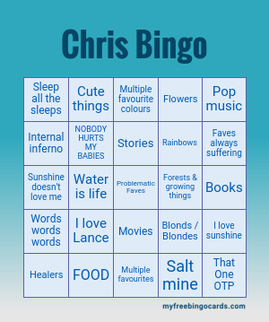 Print 100+ Chris Bingo Cards