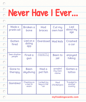 Never Have I Ever... Bingo
