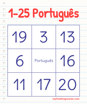 1-25 Português Bingo