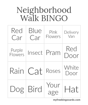 Neighborhood Walk BINGO