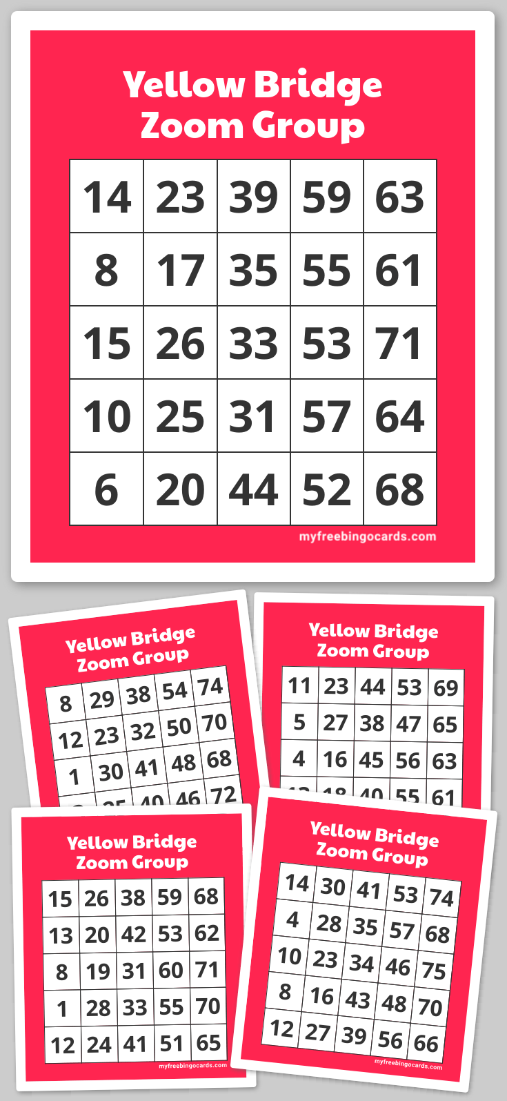 Virtual Yellow Bridge Zoom Group Bingo
