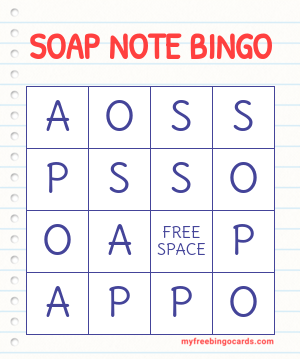 SOAP NOTE BINGO