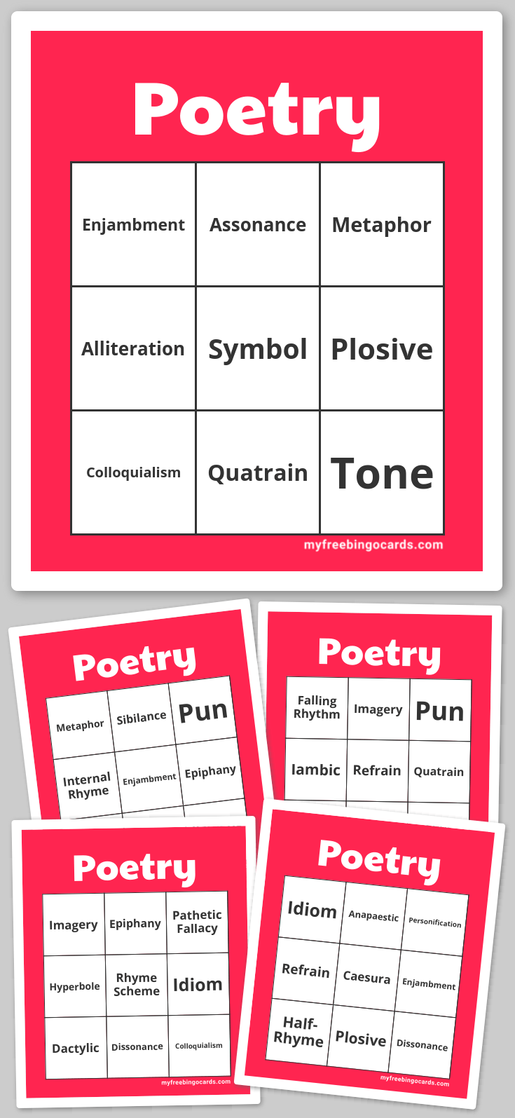 Virtual Poetry Bingo