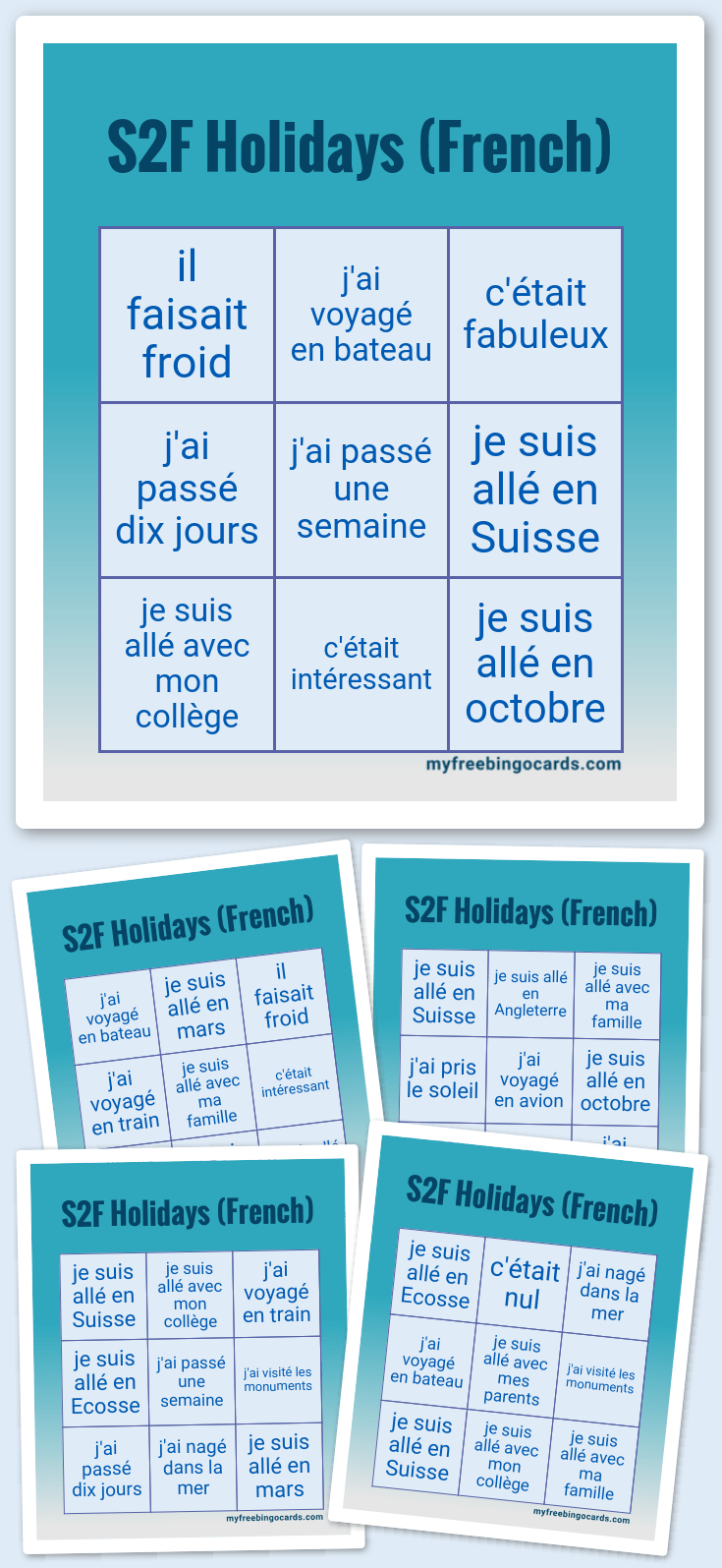 Virtual S2F Holidays (French) Bingo