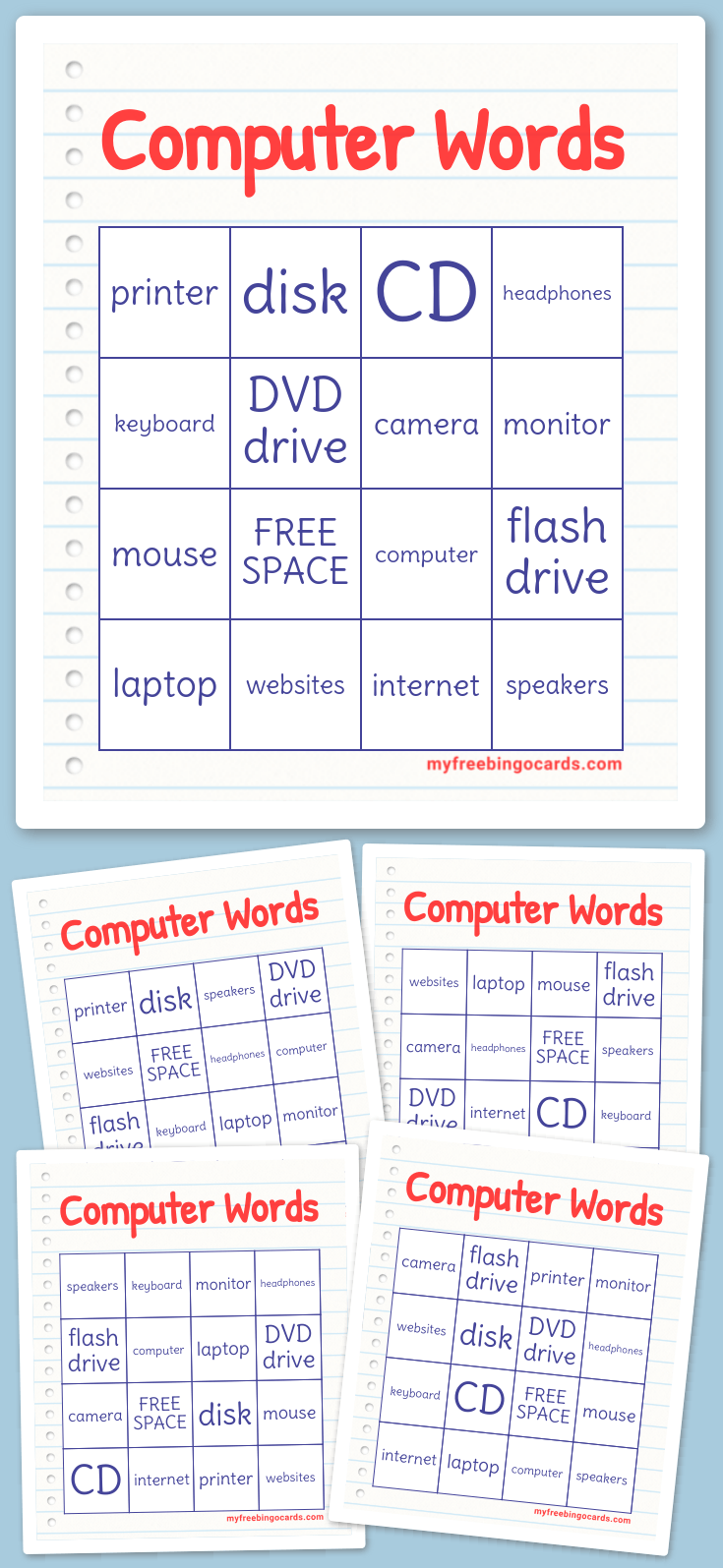 Virtual Computer Words Bingo