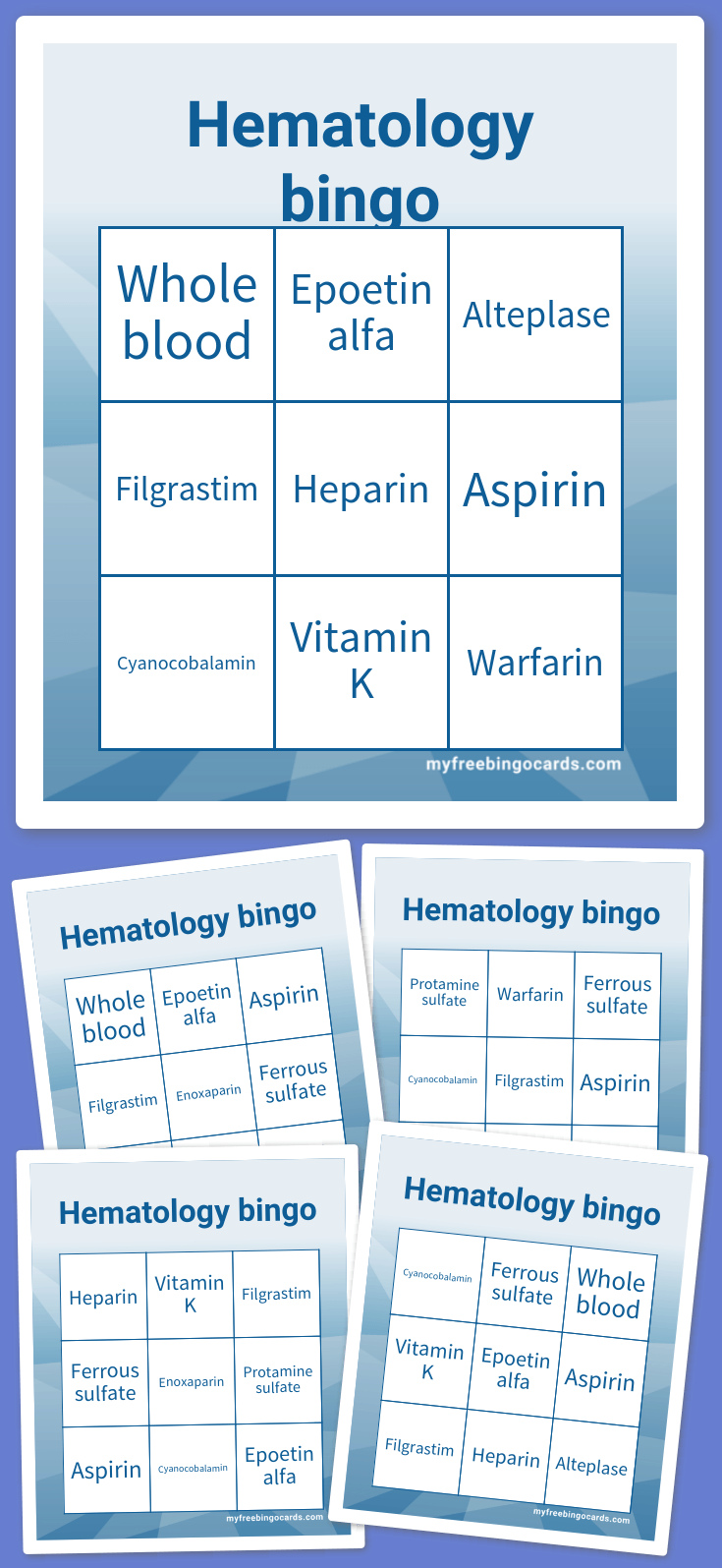 Virtual Hematology bingo