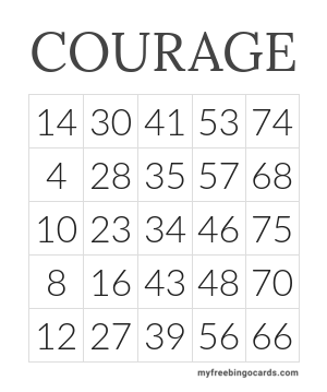 COURAGE BINGO