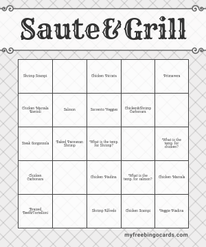 Print 100+ Saute&Grill Bingo Cards