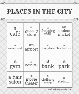 PLACES IN THE CITY BINGO