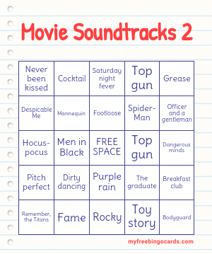 Movie Soundtracks 2 Bingo