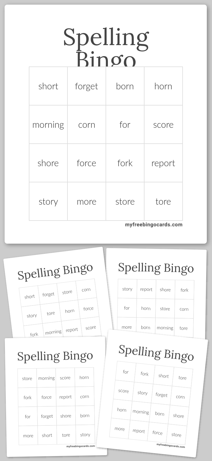 Virtual Spelling Bingo