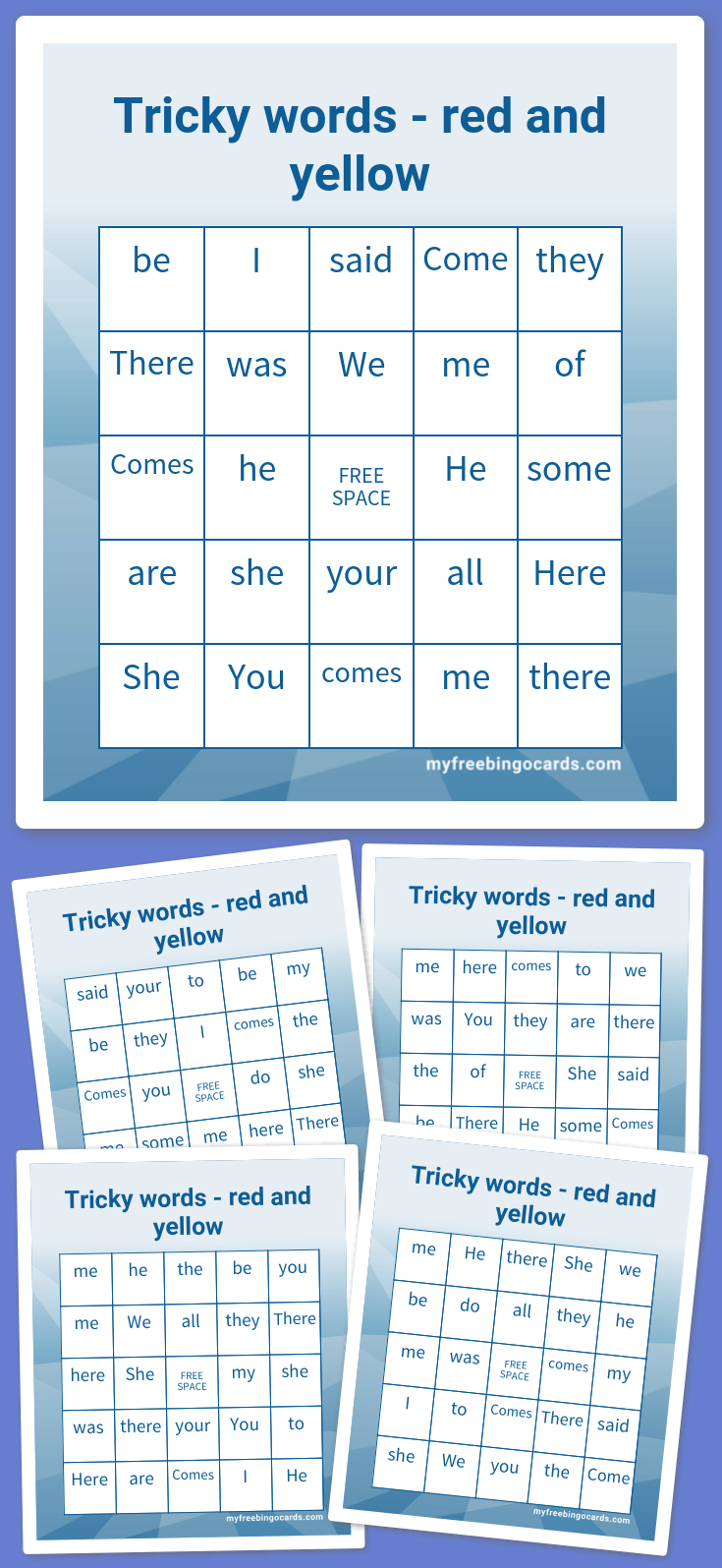 Virtual Tricky words - red and yellow Bingo