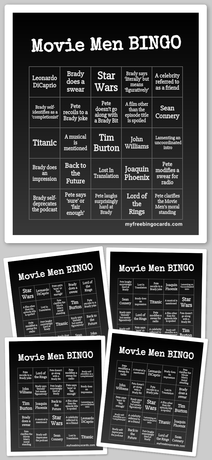 Virtual Movie Men BINGO