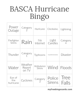 BASCA Hurricane Bingo