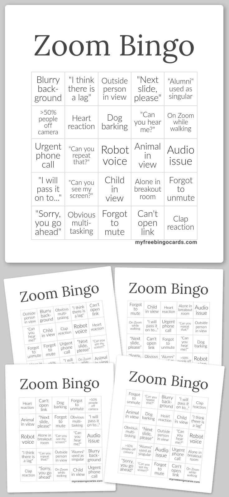 Virtual Zoom Bingo