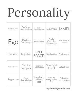 Personality Bingo