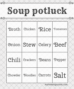 Soup potluck Bingo