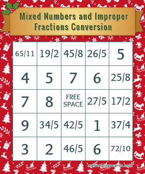 Mixed Numbers and Improper Fractions… Bingo