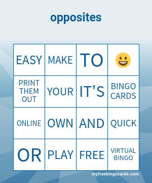 opposites bingo