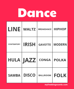 Dance Bingo