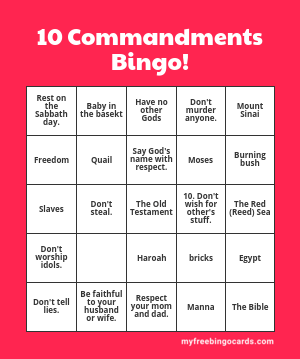 10 Commandments Bingo!