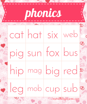 Print 100+ phonics bingo cards
