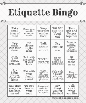 Etiquette Bingo