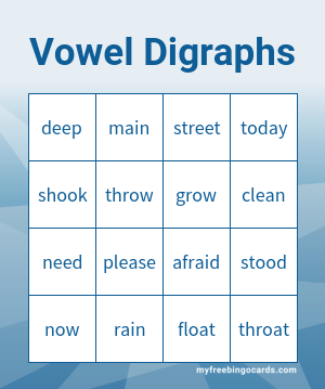 Vowel Digraphs Bingo