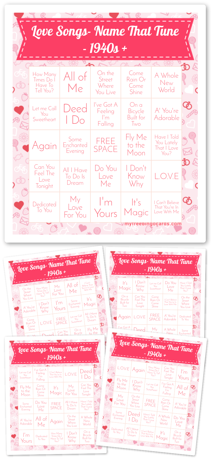 Virtual Love Songs- Name That Tune - 1940s + Bingo