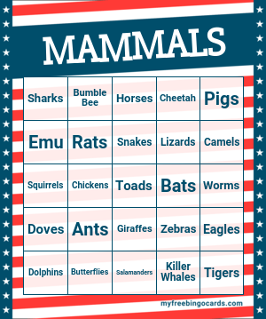 MAMMALS BINGO