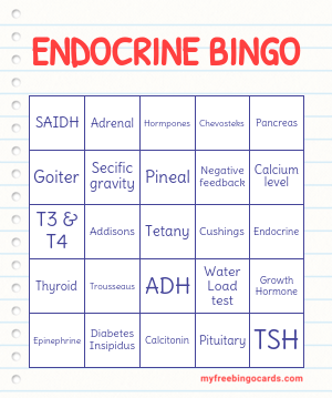 ENDOCRINE BINGO