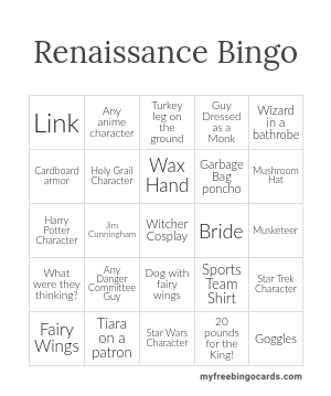 Renaissance Bingo