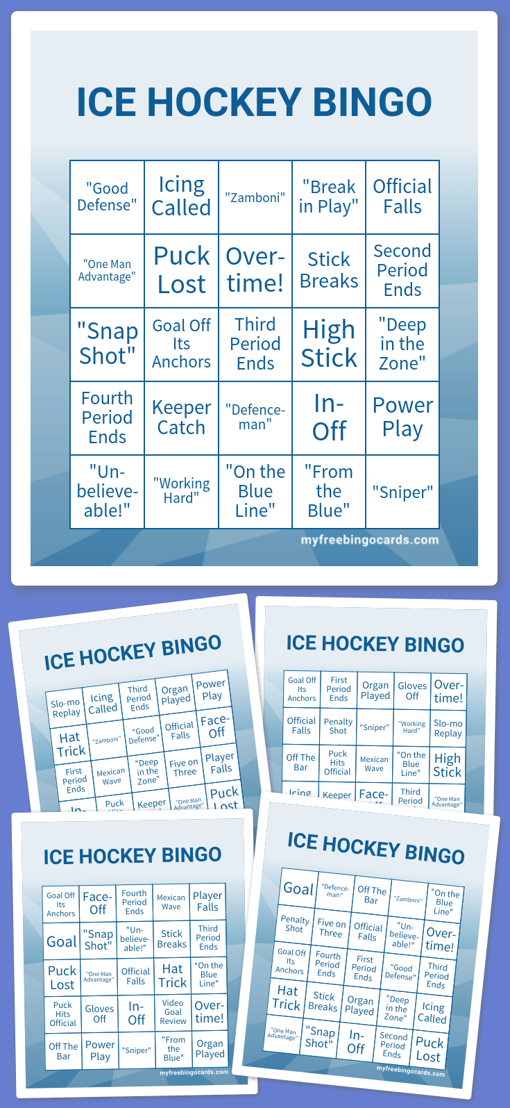 Virtual ICE HOCKEY BINGO