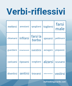 Print 100+ Verbi-riflessivi Bingo Cards