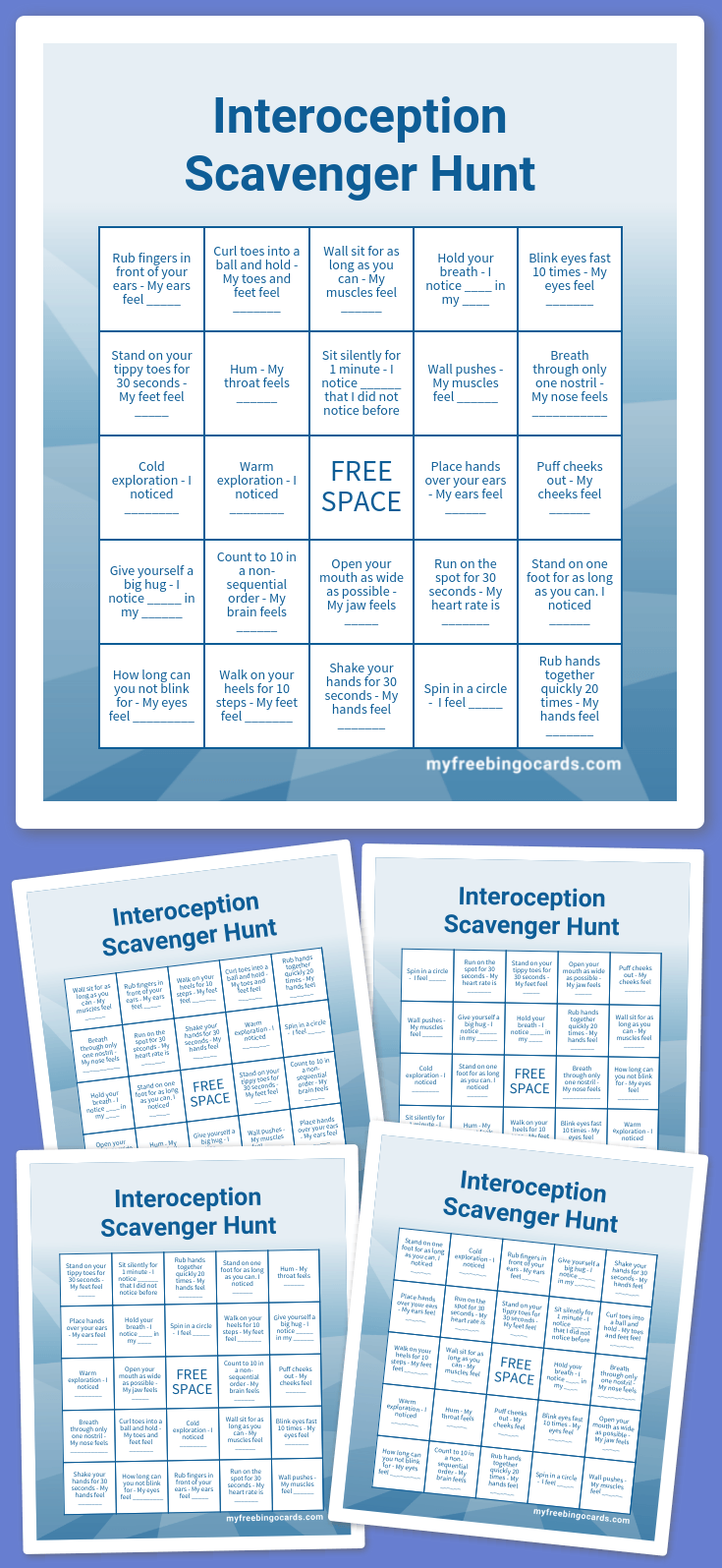 Virtual Interoception Scavenger Hunt Bingo
