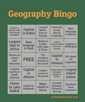 Geography Bingo