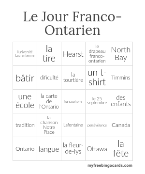 Le Jour Franco-Ontarien Bingo