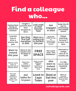 Find a colleague who... Bingo