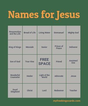 Names for Jesus Bingo
