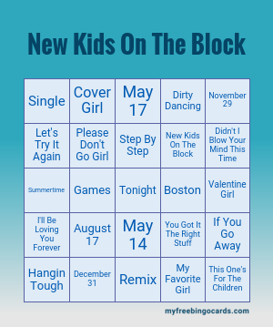 New Kids On The Block Bingo
