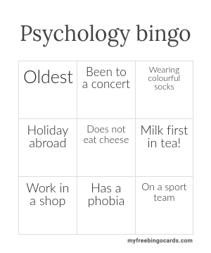 Psychology bingo