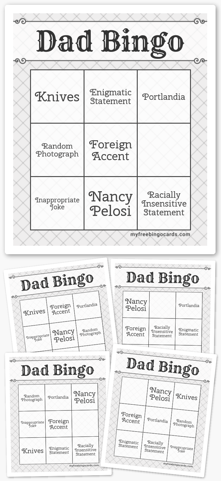 Virtual Dad Bingo