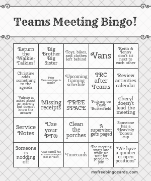 Teams Meeting Bingo!