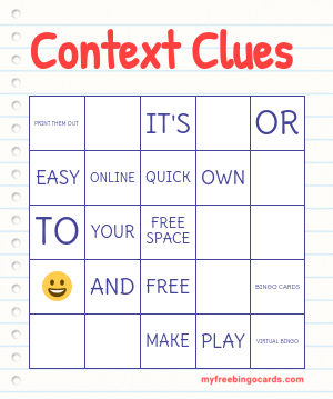 Context Clues Bingo