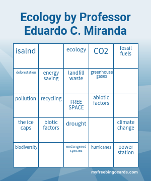 Ecology by Professor Eduardo C. Miranda Bingo