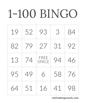 1-100 BINGO