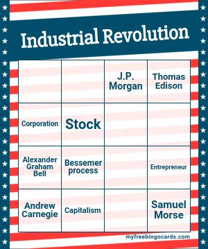 Industrial Revolution Bingo
