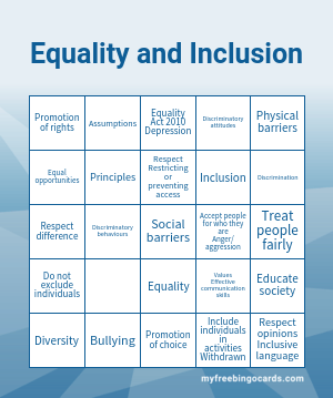 Print 100+ Equality and Inclusion Bingo Cards